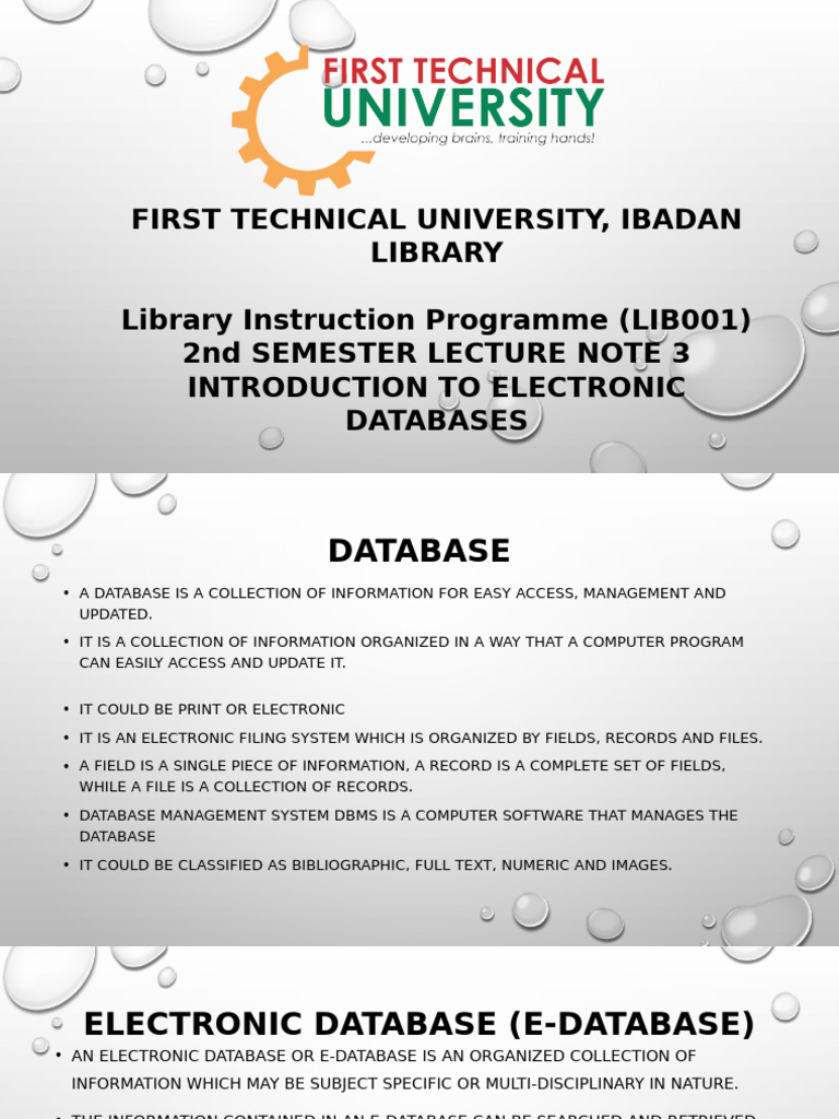 Power Point - Introduction To Electronic Databases | PDF | Databases ...