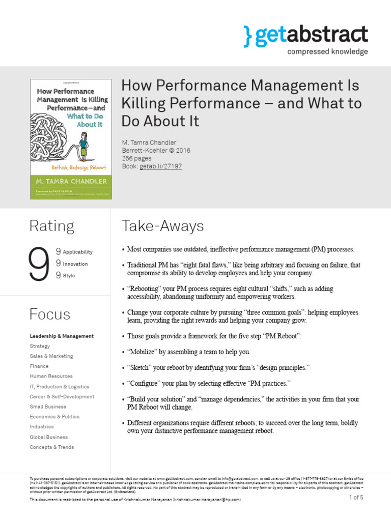How Performance Management Is Killing Performance and What To Do About ...