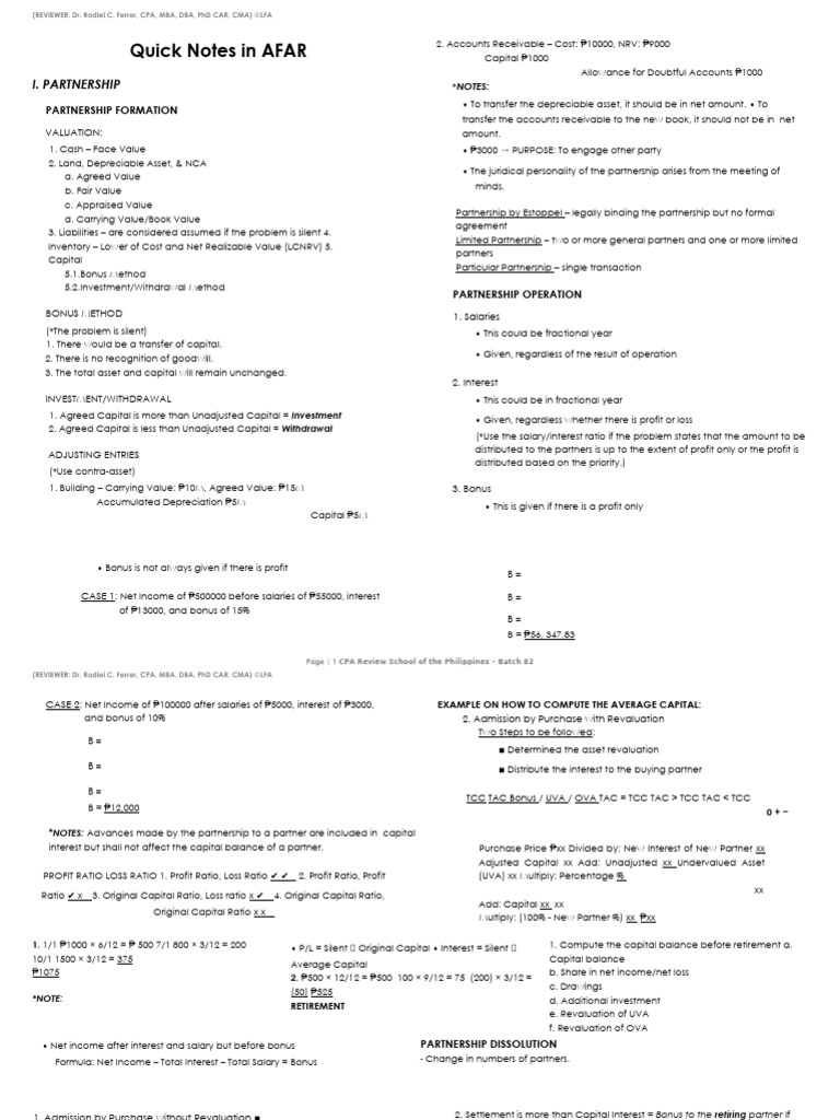 AFAR Notes by Dr. Ferrer | PDF | Revenue | Partnership