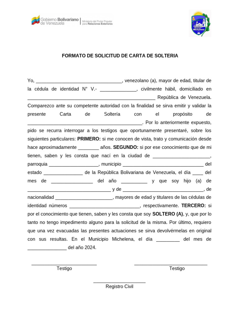 Carta de Solteria Formato | PDF