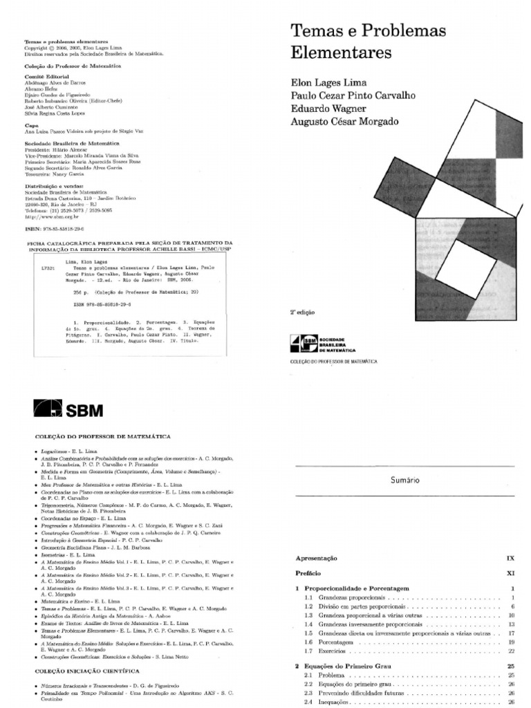 Temas e Problemas Elementares Elon Lages | PDF