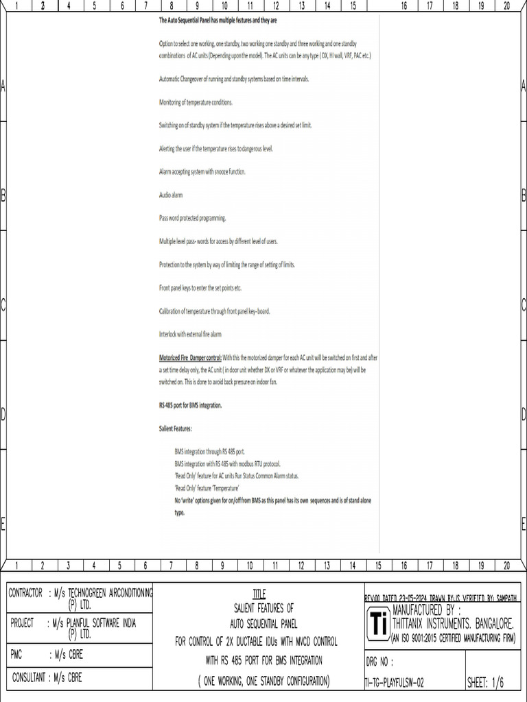 Auto Sequential Panel Specifications | PDF