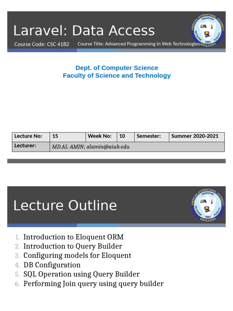 Lecture 7 ORM and DB Access | PDF | Databases | Table (Database)