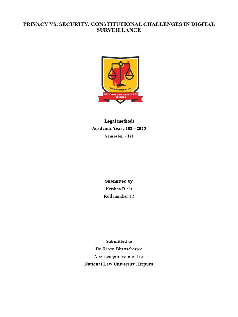 PRIVACY VS Security Constitutional Challenges in Digital Surveillance ...