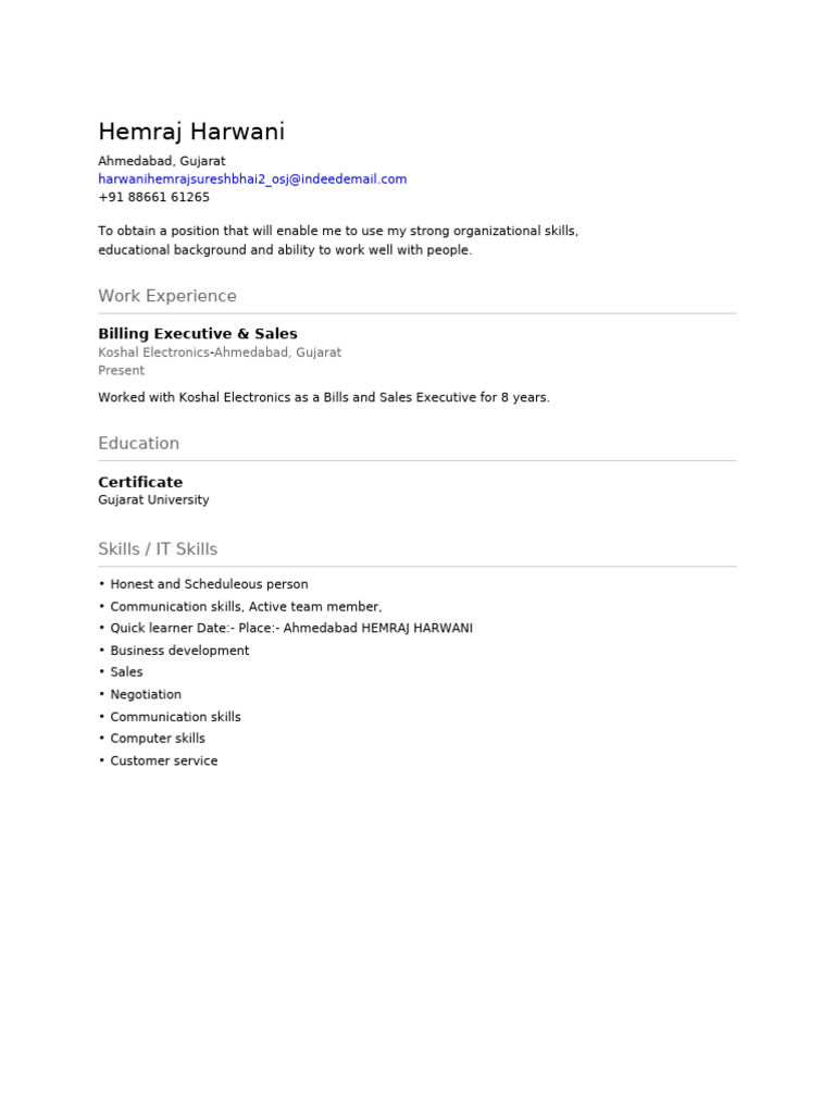 Resume Hem Raj Har Wan I | PDF