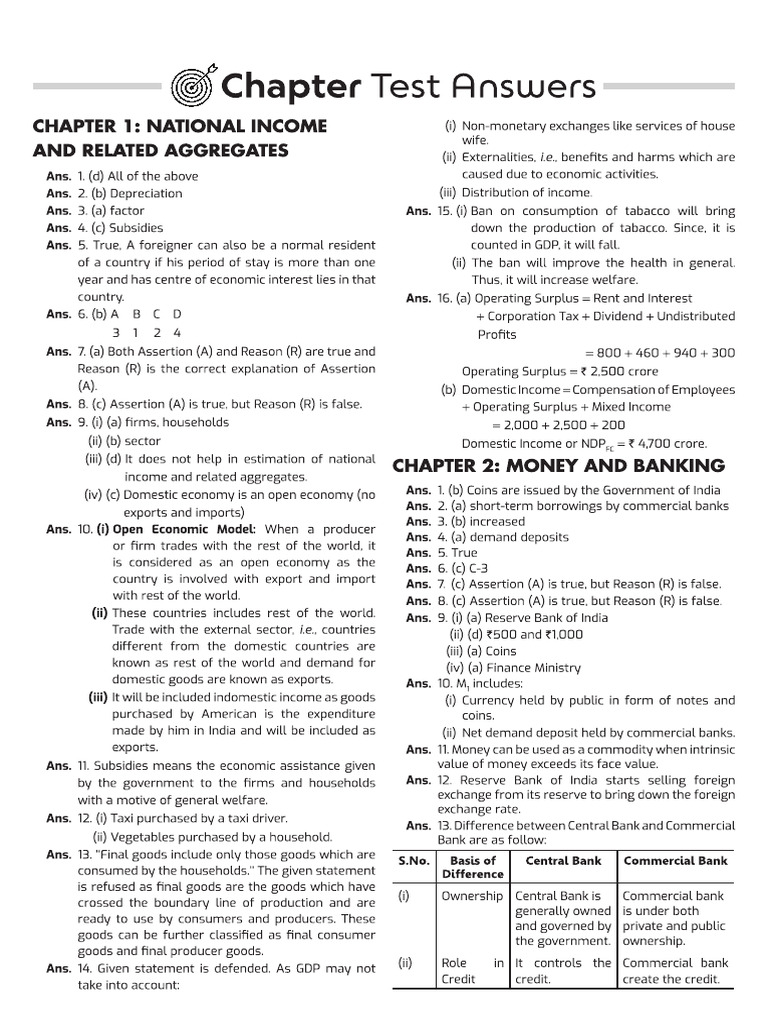 Economics Class 12 Chapter Test Answers | PDF