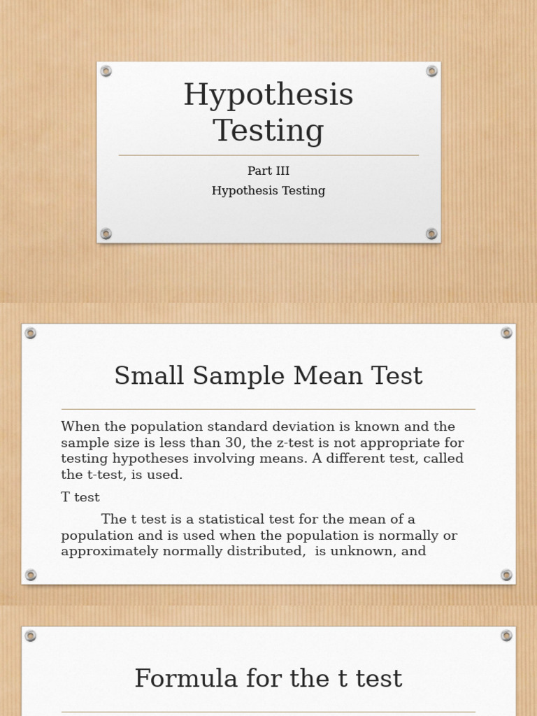Hypothesis Testing Part III | PDF | Student's T Test | Statistical ...