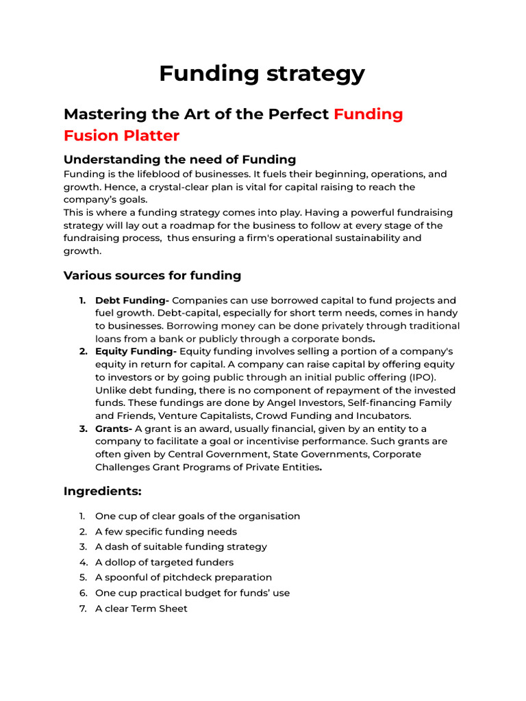 Funding strategy | PDF | Debt | Equity (Finance)