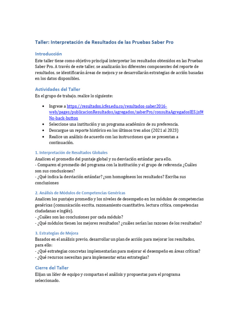 Taller_Interpretacion_Resultados_SaberPro | PDF