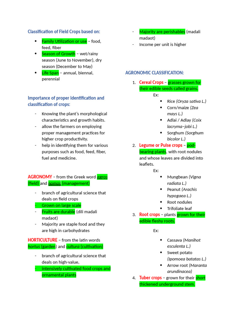 Crop Science Laboratory Notes | PDF | Crops | Vegetables