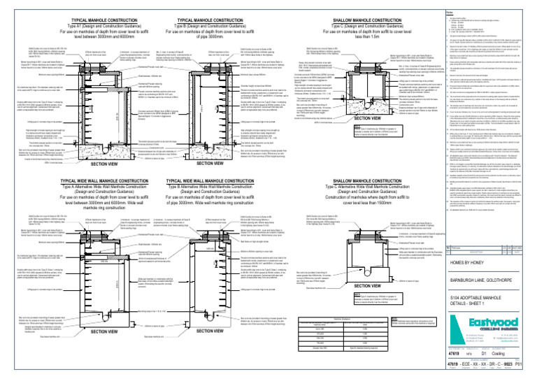 Manhole Construction Details - Sheet 1 | PDF | Sanitary Sewer | Pipe ...