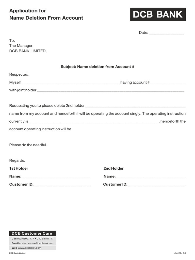 English Name Deletion From Account | PDF