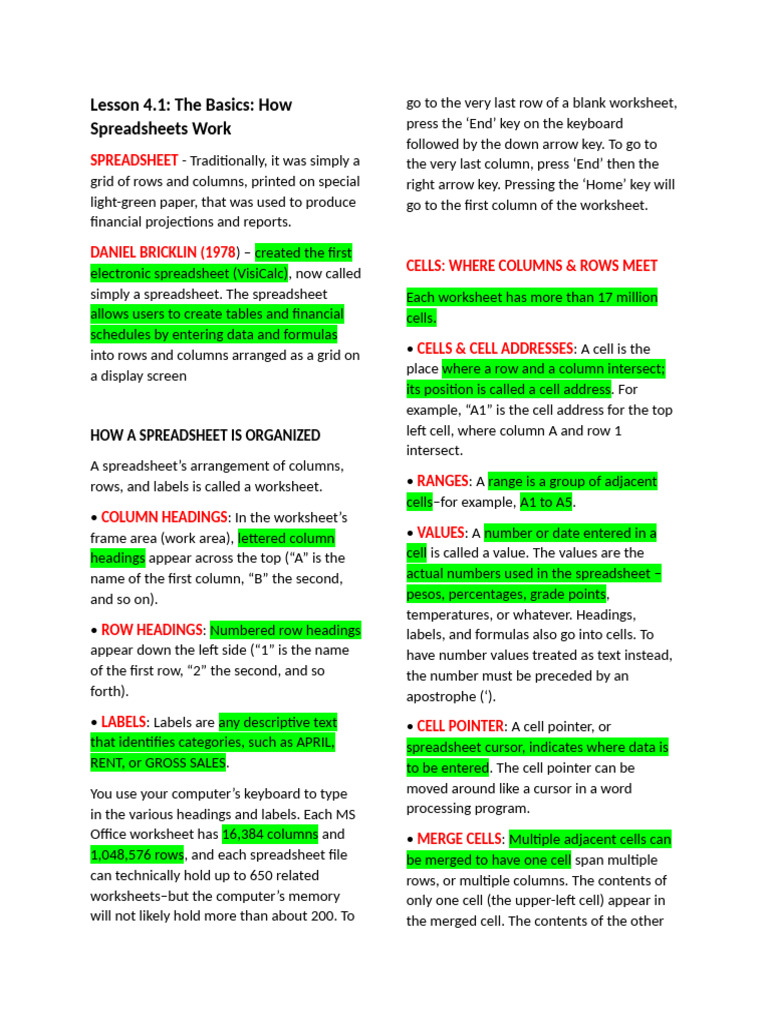 ITEC finals notes | PDF | Spreadsheet | Computing ITEC finals notes | PDF | Spreadsheet | Computing