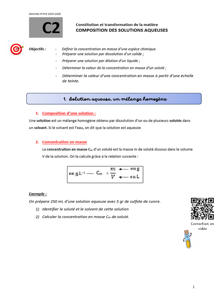 C2 Solutions Aqueuses | PDF | Solvant | Solvatation