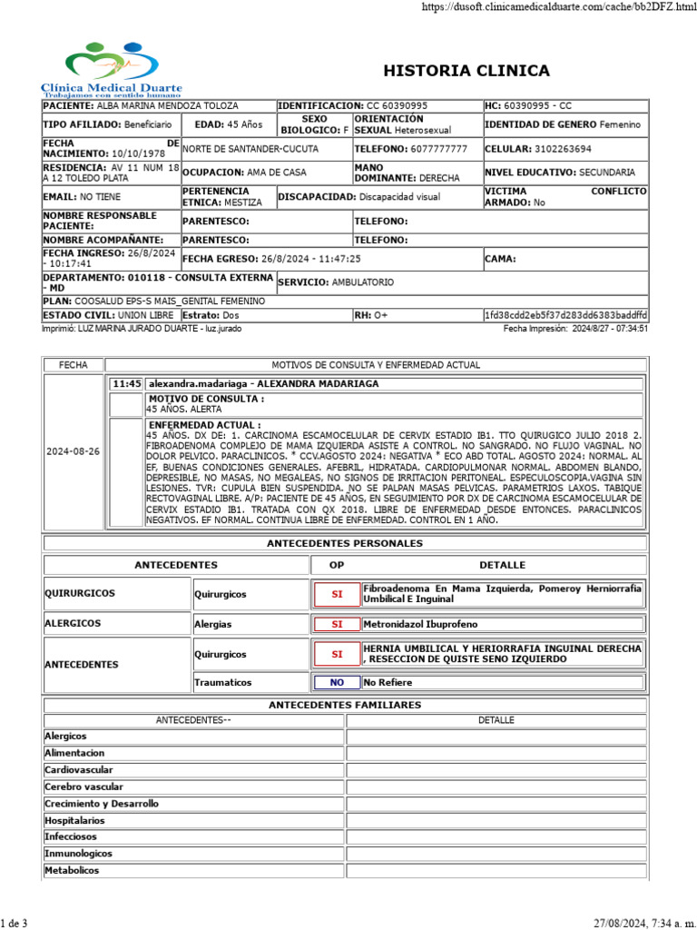 Alba Marina Mendoza Toloza | PDF | Oncología | Causas de la muerte