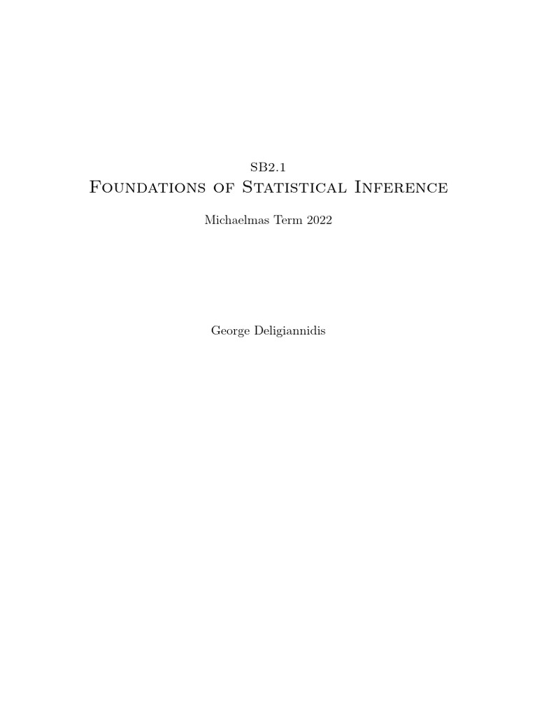Foundations of Statistical Inference | PDF | Probability Distribution | Applied Mathematics