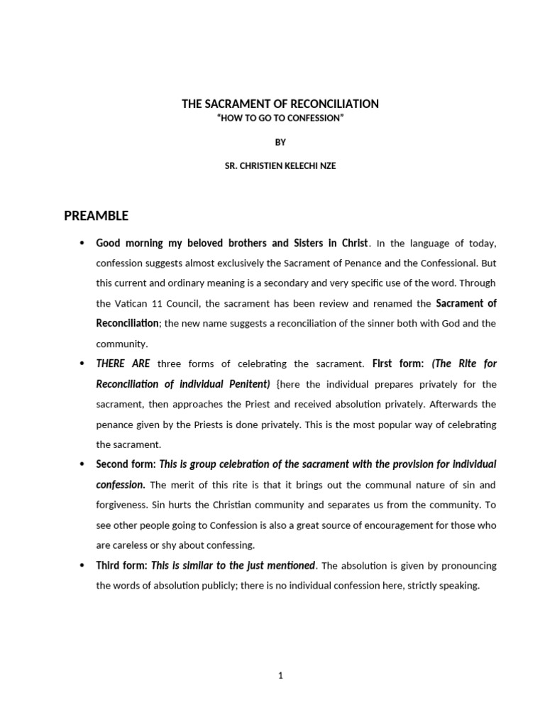 The Sacrament of Reconcilliation PH24 | PDF | Penance | Confession (Religion)