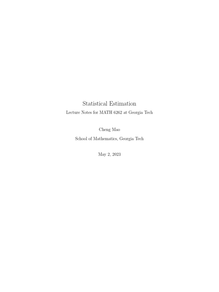 Statistical Estimation Lecture Notes Pdf Resampling Statistics 7956