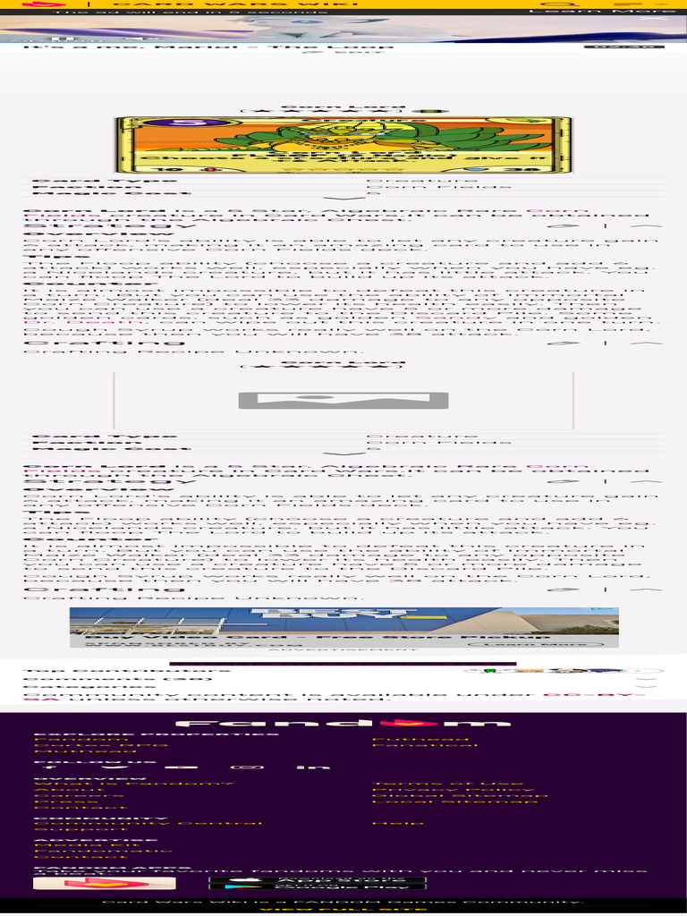 Corn Lord Card Wars Wiki Fandom | PDF