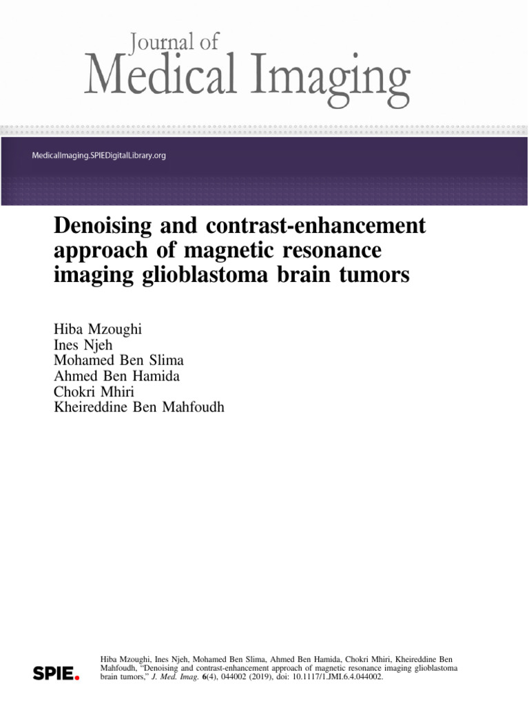 Denoising and Contrast Enhancement Appro | PDF | Magnetic Resonance ...