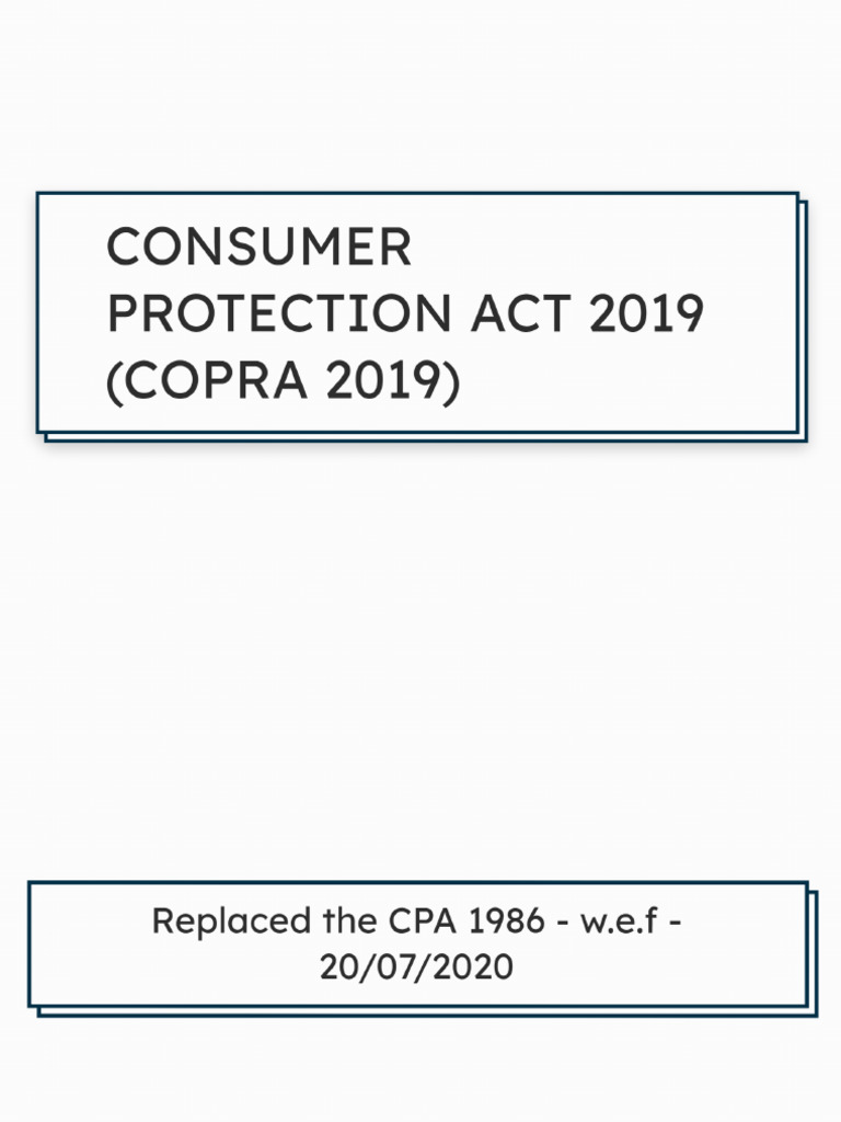 SG Consumer Protection Act 2019 (Copra 2019) | PDF