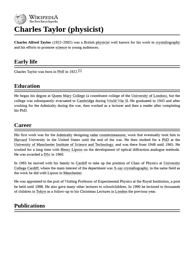 Charles Taylor (Physicist) | PDF