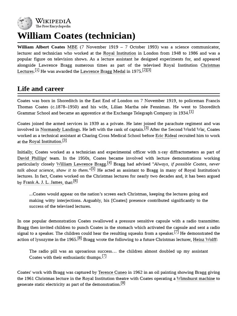 Bill Coates: Royal Institution Legacy | PDF