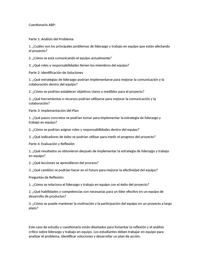 Cuestionario ABP | PDF