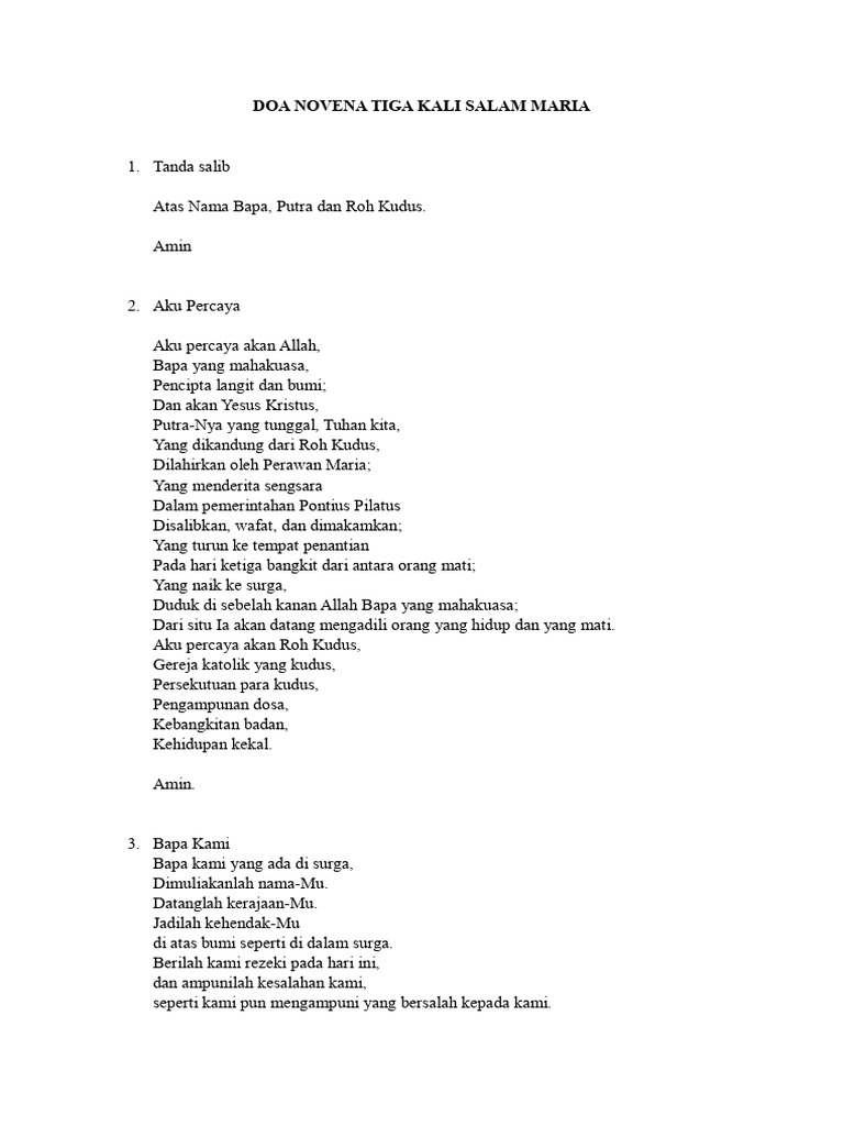 Doa Novena Tiga Salam Maria | PDF