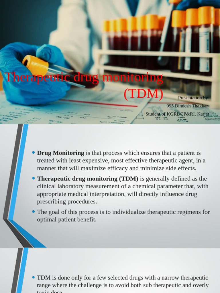 Therapeutic Drug Monitoring (TDM) | PDF | Adverse Effect | Pharmacist