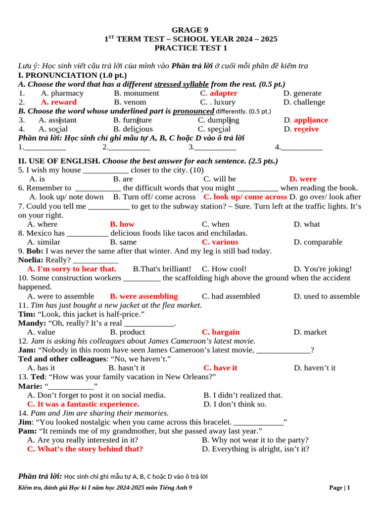 First Term Test - Test 1-Key | PDF | E Commerce