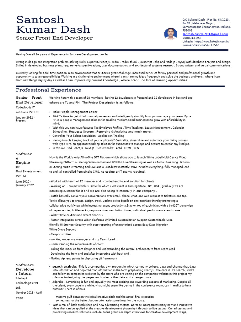 Naukri SANTOSHKUMARDASH (5y 4m) | PDF | Information Technology ...