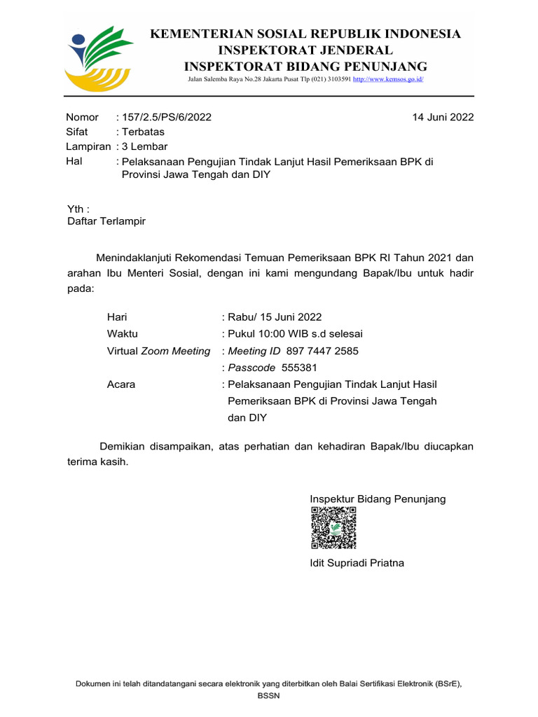 Undangan Pelaksanaan Pengujian Tindak Lanjut Hasil Pemeriksaan BPK Di ... Undangan Pelaksanaan Pengujian Tindak Lanjut Hasil Pemeriksaan BPK Di ...