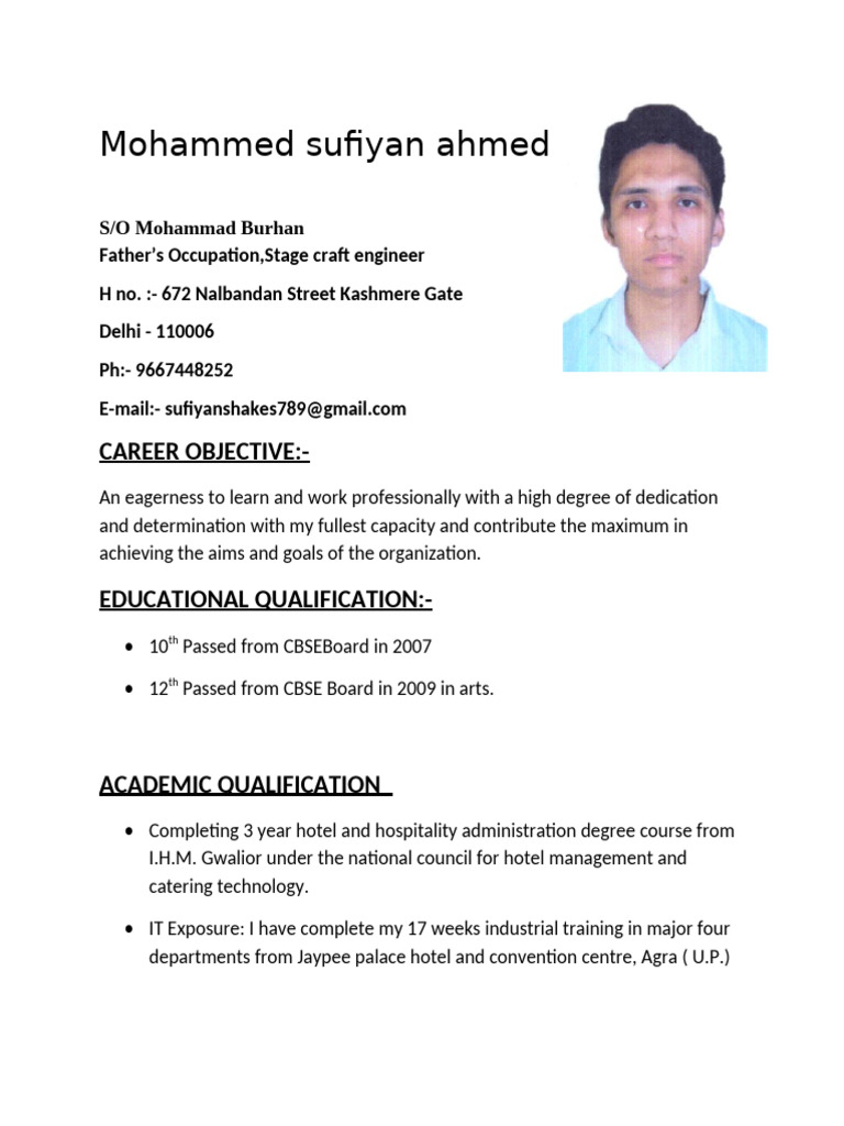 Mohammed Sufiyan Ahmed - CV | PDF