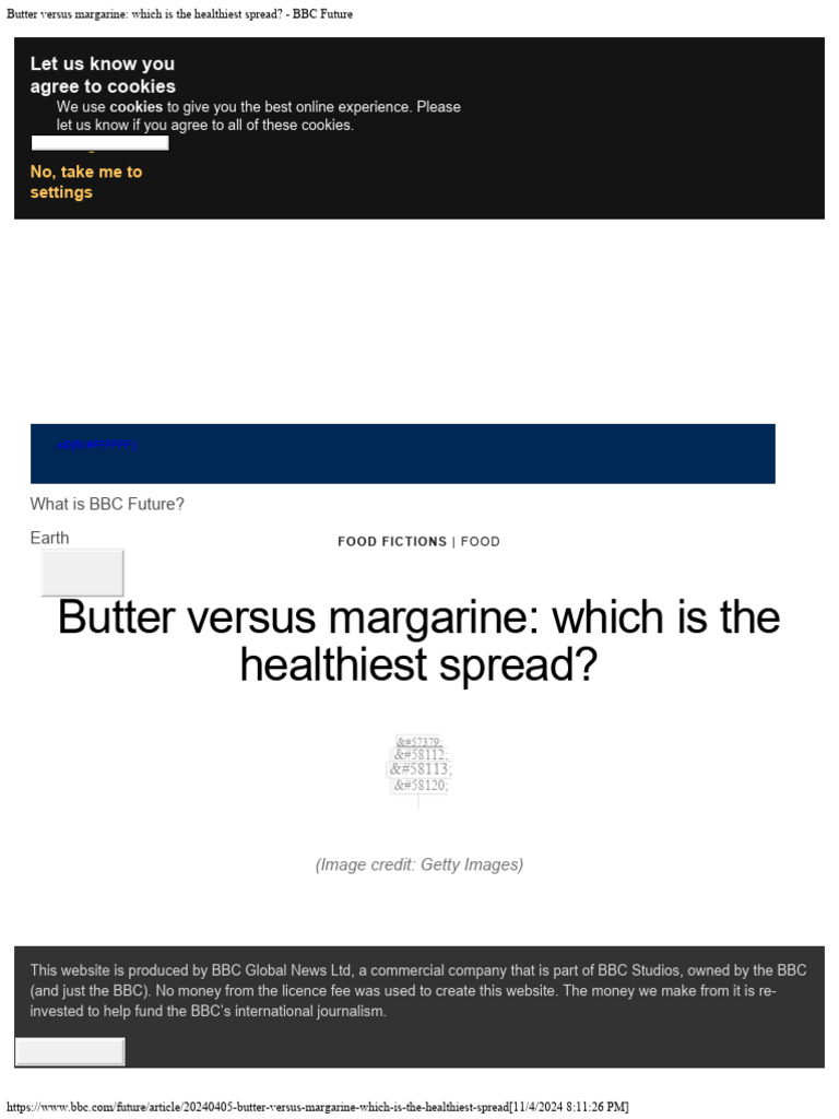 Butter Versus Margarine Which Is The Healthiest Spread BBC Future | PDF ...