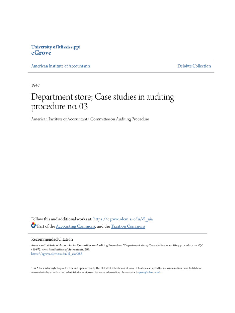 Department Store Case Studies in Auditing Procedure No. 03 | PDF ...