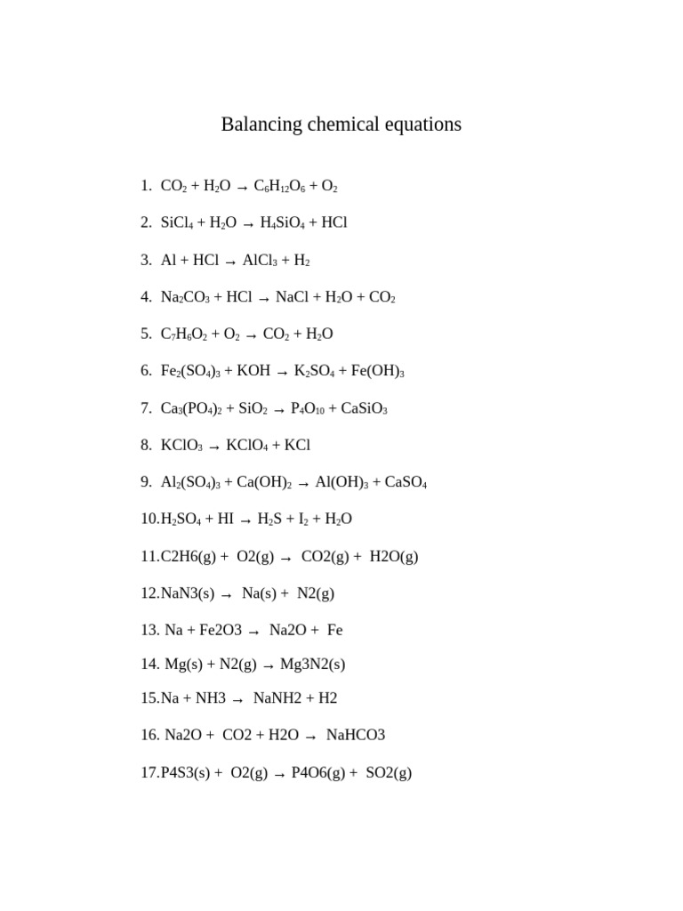 Balancing Equations | PDF