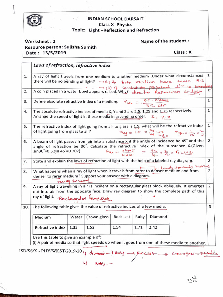 Class X Physics: Light Concepts | PDF | Optics | Electromagnetic Radiation
