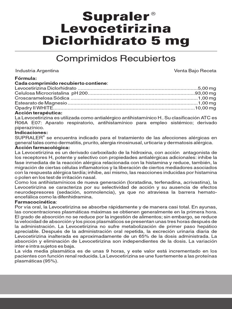 16_pdf_16_pdf_Supraler-Comprimidos-Prospecto-110x180 | PDF | Alergia ...