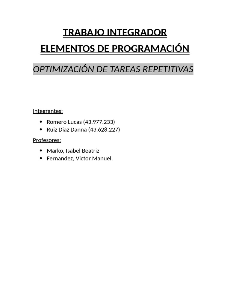 Trabajo Integrador | PDF