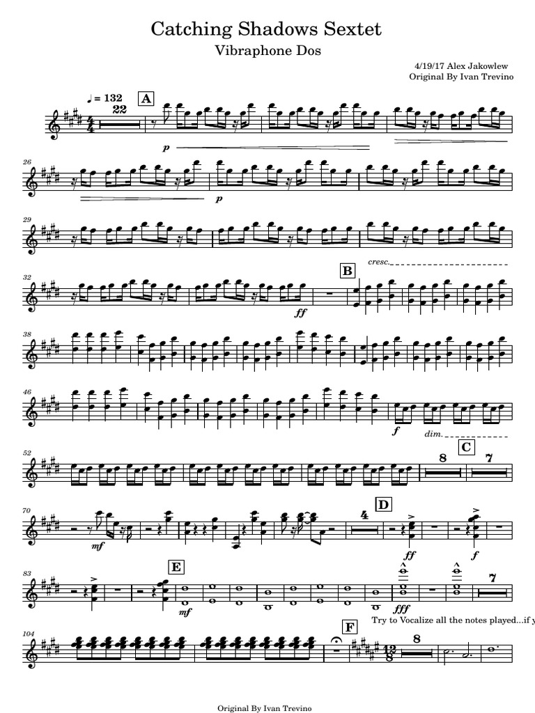 Catching Shadows Sextet Vibe | PDF | Percussion Instruments