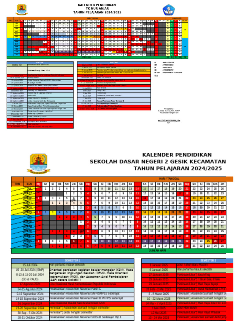 Kalender Pendidikan 2024-2025tk | PDF