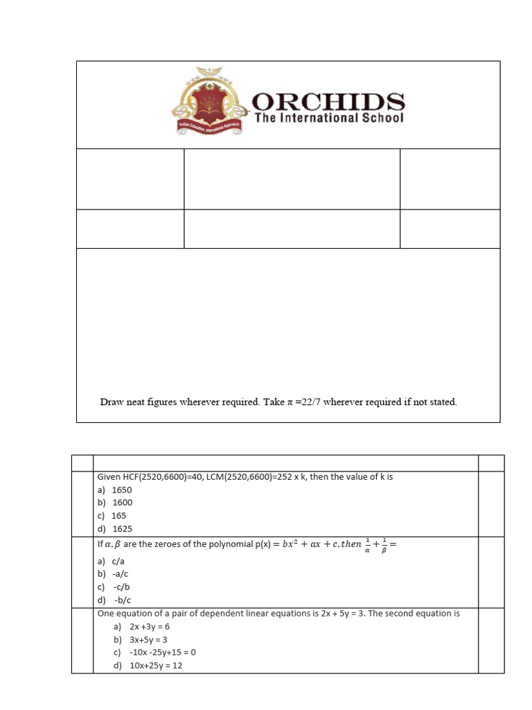 Grade X Math Exam Paper | PDF | Circle | Air Traffic Control