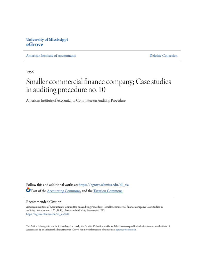 Smaller Commercial Finance Company Case Studies in Auditing Proc | PDF | Bookkeeping | Interest