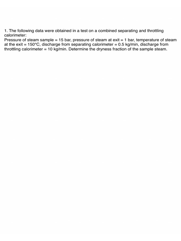 Dryness Fraction Calculation of Steam | PDF