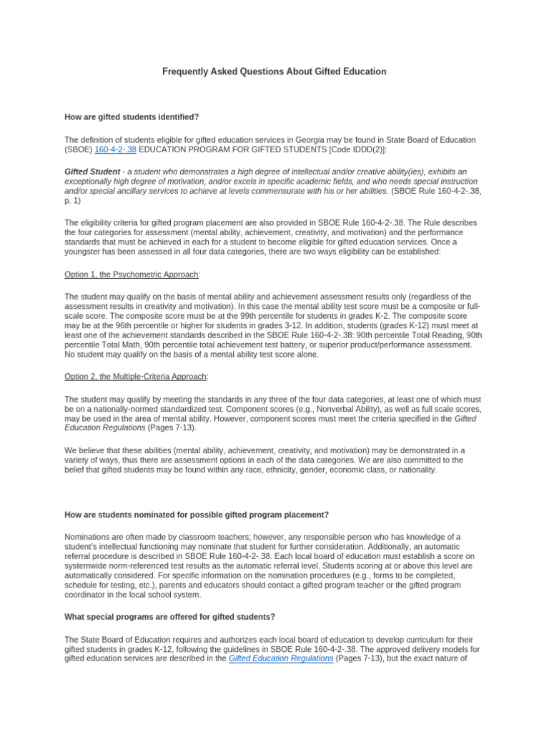 Frequently Asked Questions-Gifted | PDF | Gifted Education ...