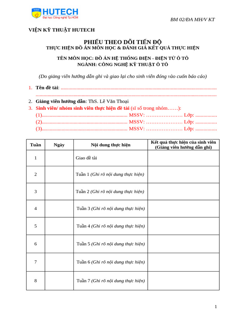 Phieu Theo Doi Tien Do | PDF