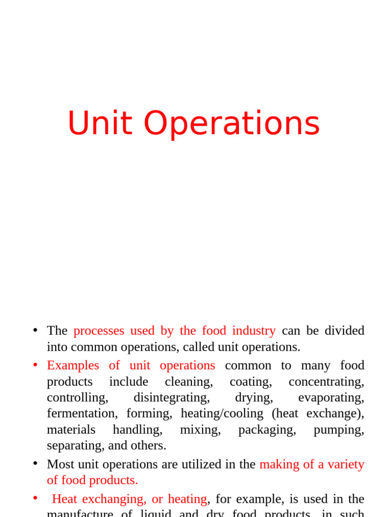 Unit Operations - Intro | PDF