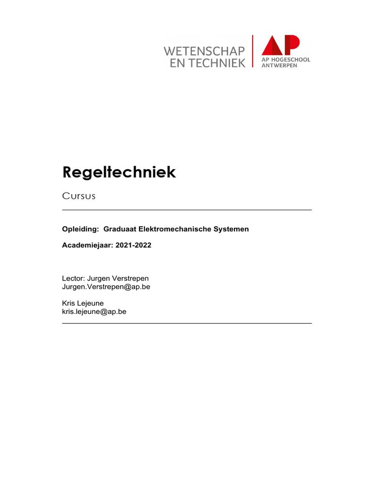 Cursus Regeltechniek | PDF