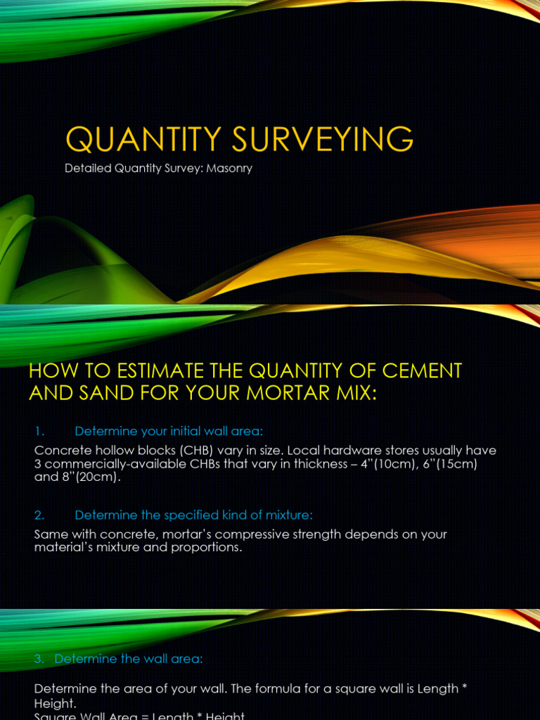 Estimating Steel and Mortar Quantities | PDF | Mortar (Masonry) | Concrete